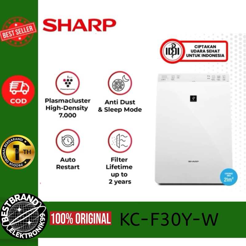 Jual SHARP KC-F30Y-W AIR PURIFIER WITH HUMIDIFIER KC F30Y W KCF30YW ...