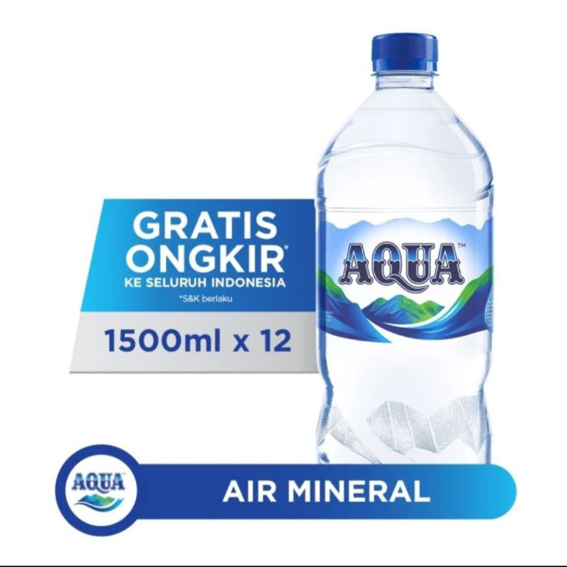 Jual AQUA Air Mineral 1500 ml x 12 Botol ( 1 dus / box ) / Water Minum putih 1500ml isi 12Botol ...