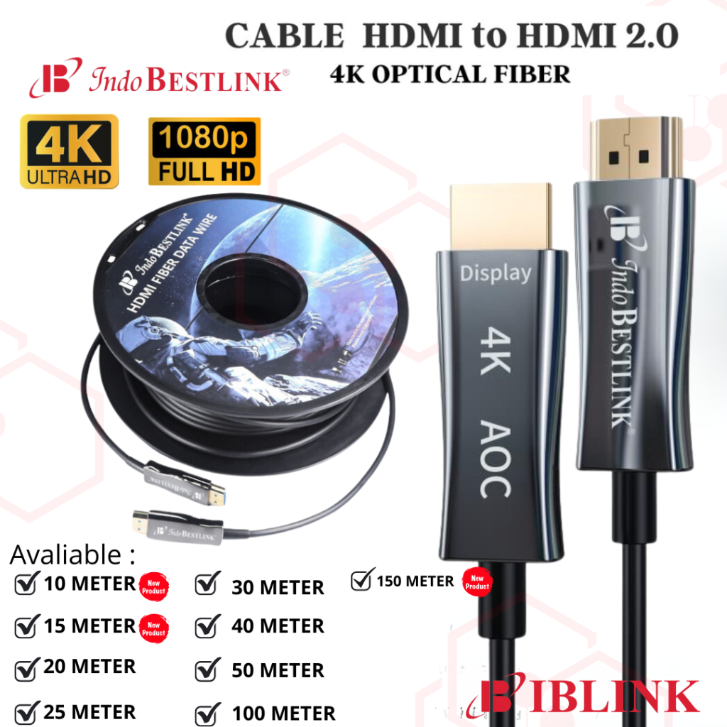 Jual indobestlink kabel hdmi fiber Optical 4k 50m kabel hdm 4k 50meter /kabel optic hdmi 50 ...