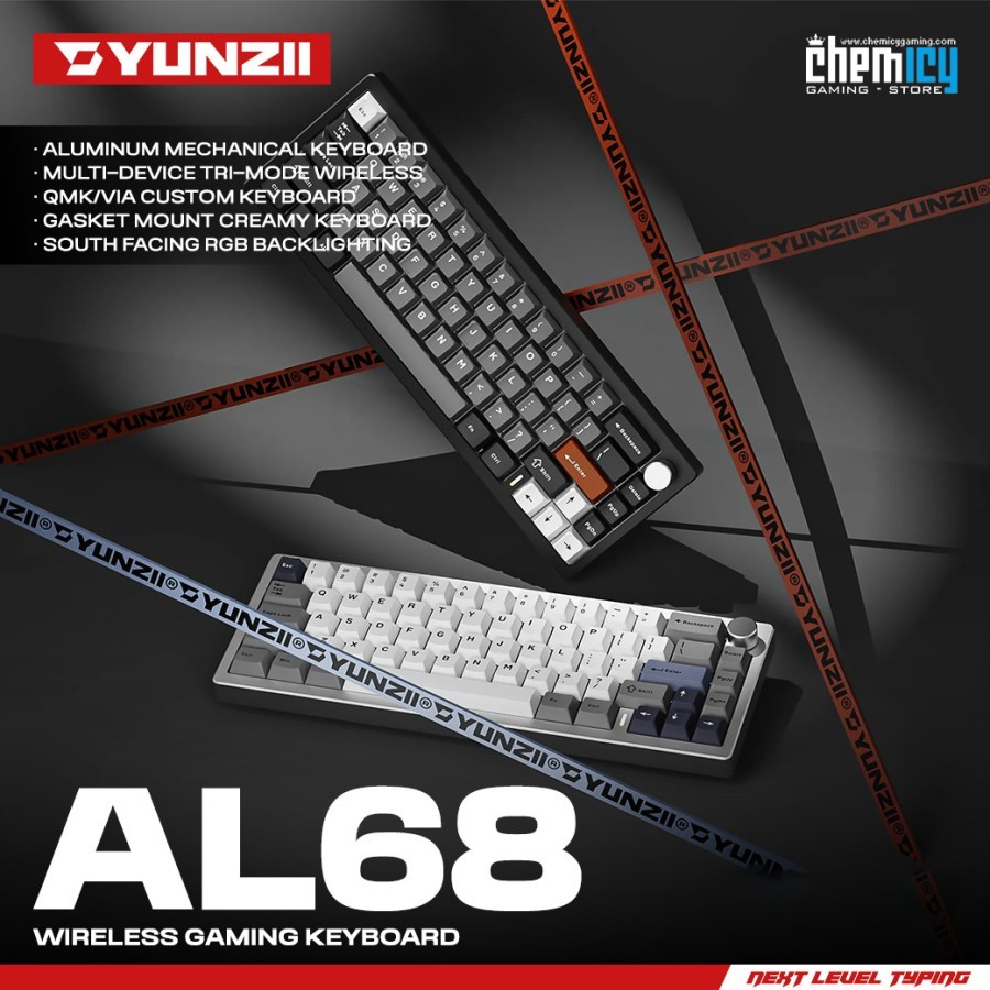 Jual Yunzii AL68 / AL-68 CNC Aluminum 65% Triple Mode Wireless Mechanical Gaming Keyboard ...