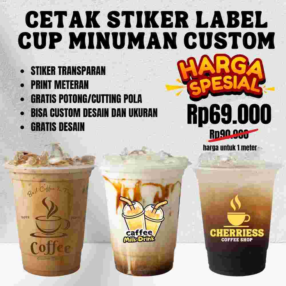 Jual CETAK STIKER LABEL CUP MINUMAN CUSTOM / STIKER TRANSPARAN / STIKER ...