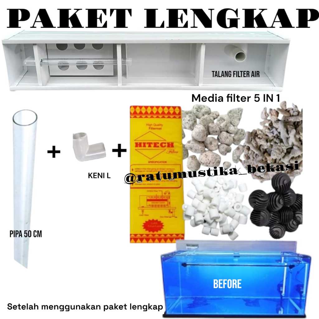 Jual PAKET LENGKAP TALANG AQUARIUM MEDIA FILTER/filter talang/talang ...