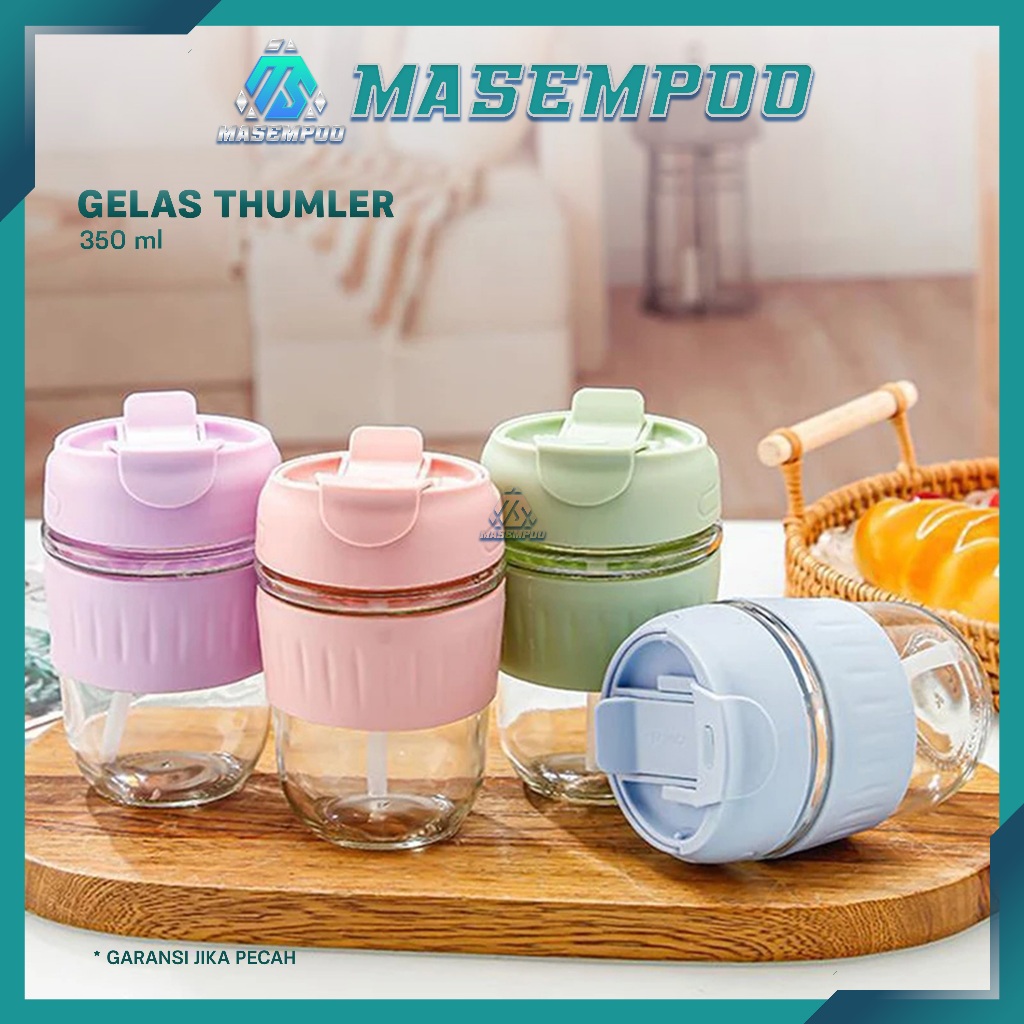 Jual Gelas Tumbler Kaca TK002 350 ML Anti tumpah - gelas aesthetik - glas kopi | Shopee Indonesia