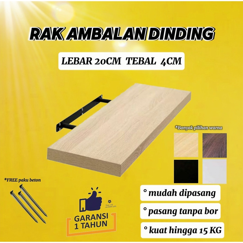 Jual Rak Ambalan Dinding Rak Tempel Ukuran 50cm 60cm 70cm 80cm 90cm ...