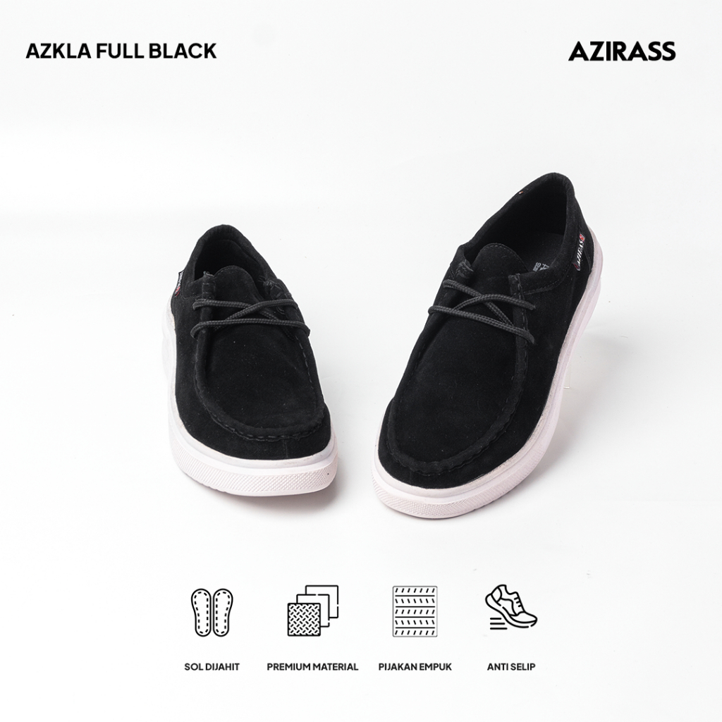 Jual Azirass - Azkla Black Sepatu Pria Wanita Wallabee Sepatu Kulit Suede Sepatu Chungky Kerja ...