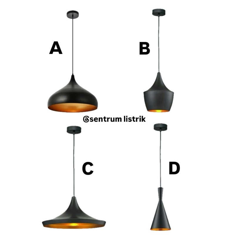 Jual Lampu Gantung Cafe Hitam Gold Minimalist / Lampu Gantung Cafe ...