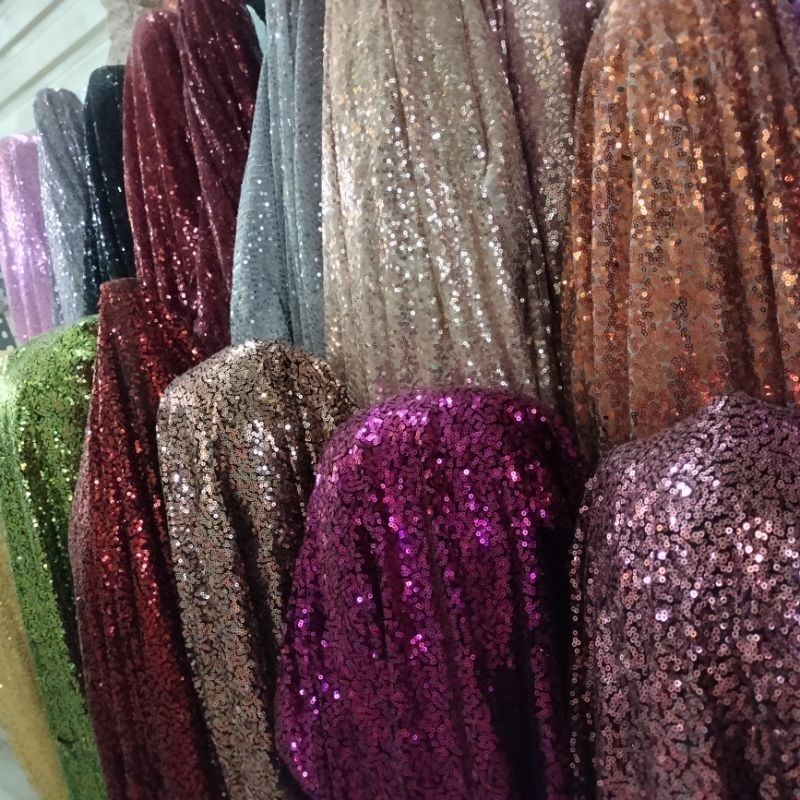 Jual bahan kain sequin seribu payet harga per 50 cm ( setengah meter ...
