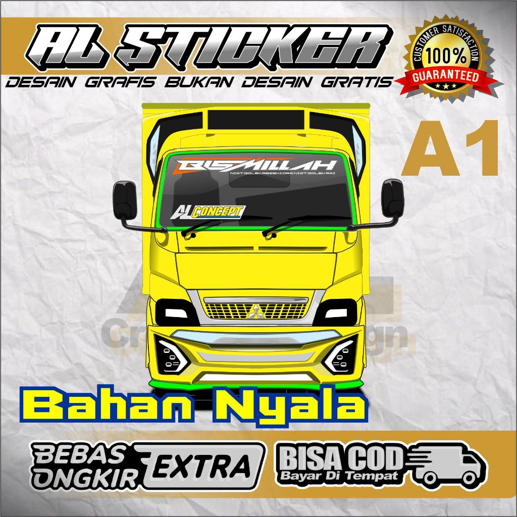 Jual JUAL STICKER KACA DEPAN BISMILLAH TRUK CANTER GIGA RAGASA OMPLONG ...