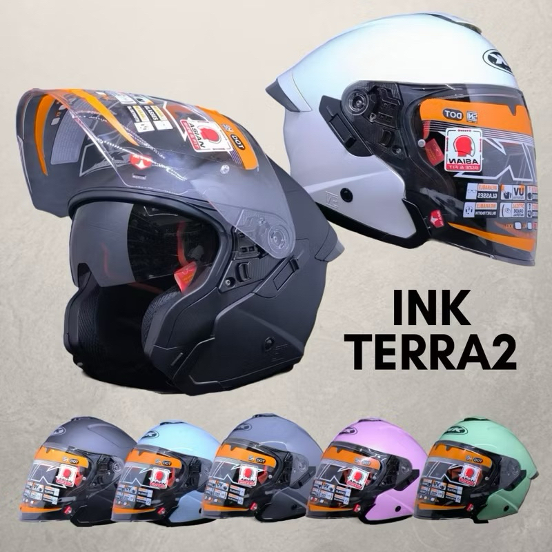 Jual HELM INK TERRA 2 SOLID HELM HALF FACE DOUBLE VISOR ORIGINAL INK ...