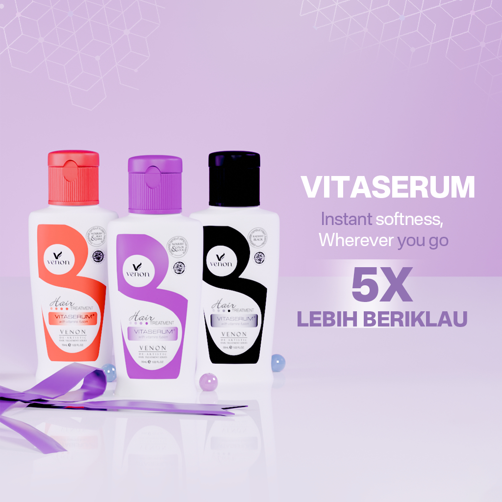Jual VENON 2in1 Vitaserum Hair Serum + Vitamin Rambut E , A , C 30ml ...