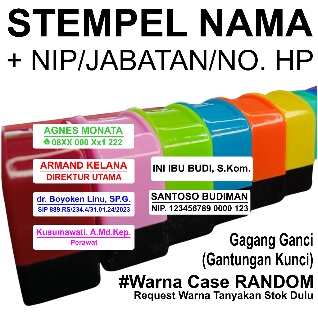 Jual STEMPEL GANTUNGAN KUNCI | NAMA | PROFESI | JABATAN | DOKTER | BIDAN | PERAWAT | NIP | NO HP ...