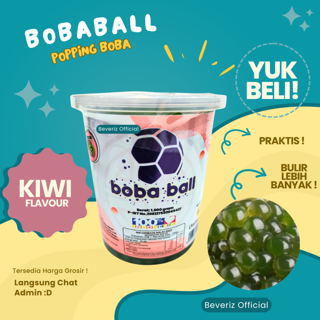 Jual BEVERIZ Bobaball Kiwi Popping Boba | Toping Minuman Kekinian ...