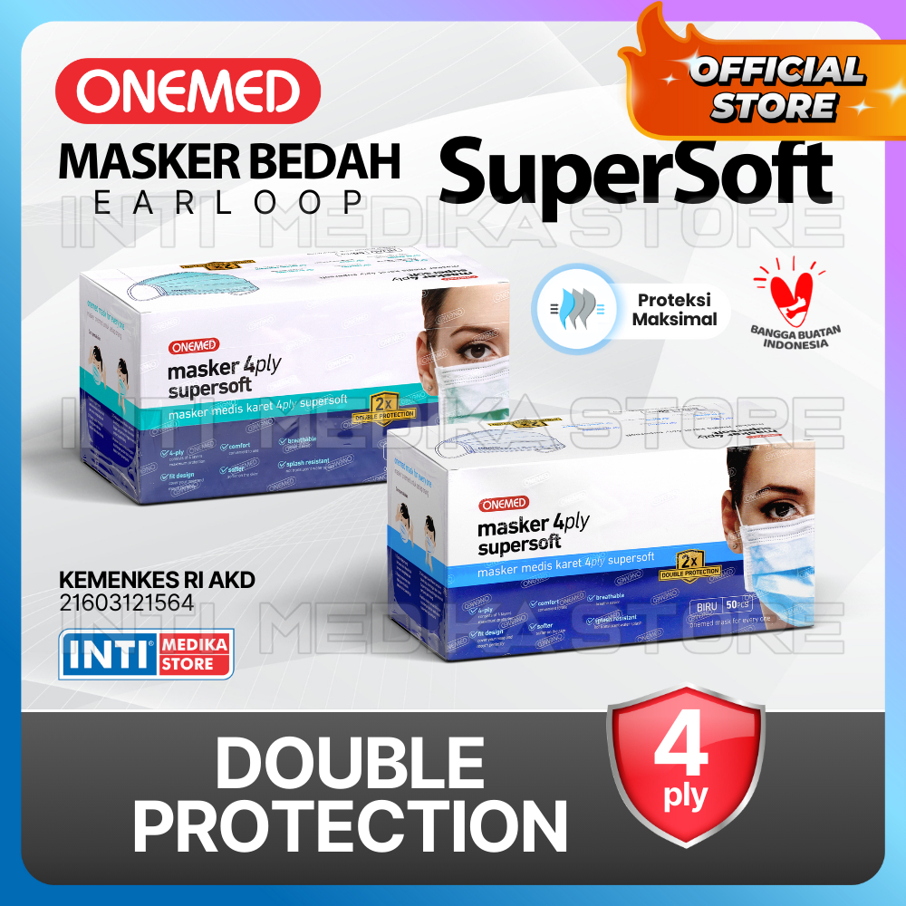 Jual ONEMED - Masker Surgical Double Filter 4 Ply Earloop SUPERSOFT ...