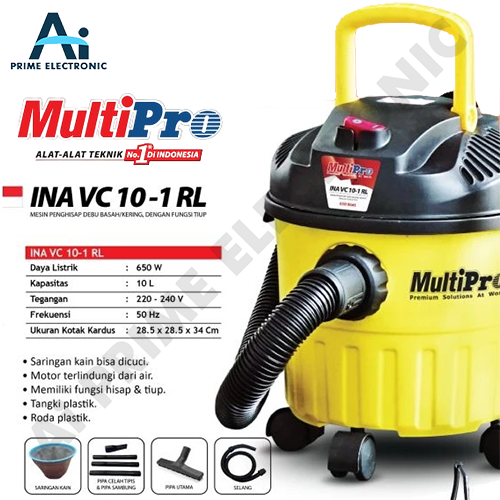Jual ORIGINAL MULTIPRO INA VC 10-1RL Vacuum Cleaner Penyedot Penghisap Debu 650 Watt | Shopee ...