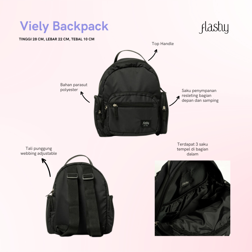 Jual Flashy Tas Ransel Wanita VIELY Hitam | Shopee Indonesia