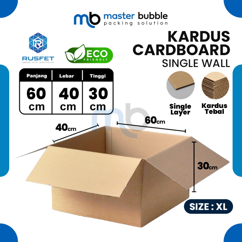 Jual Kardus Packing Dus 60 X 40 X 30 cm Box Cardboard RUSFET Single ...
