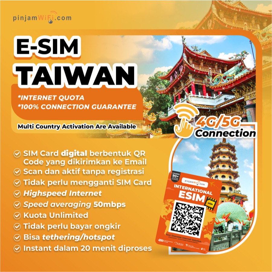 Jual PINJAM WIFI e-SIM Taiwan Internet Total Quota | ESIM Taiwan Taipei ...