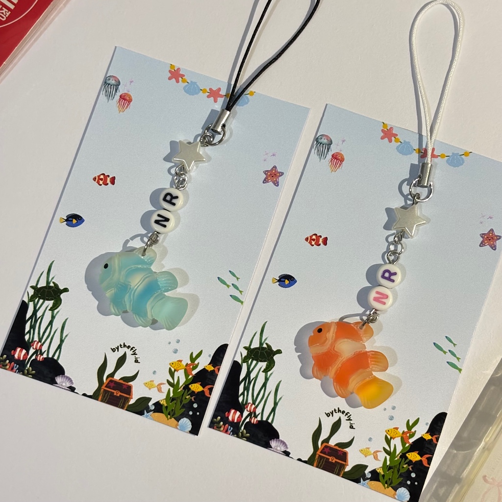 Jual Fish keychain name / gantungan hp ikan pasangan biru dan orange ...