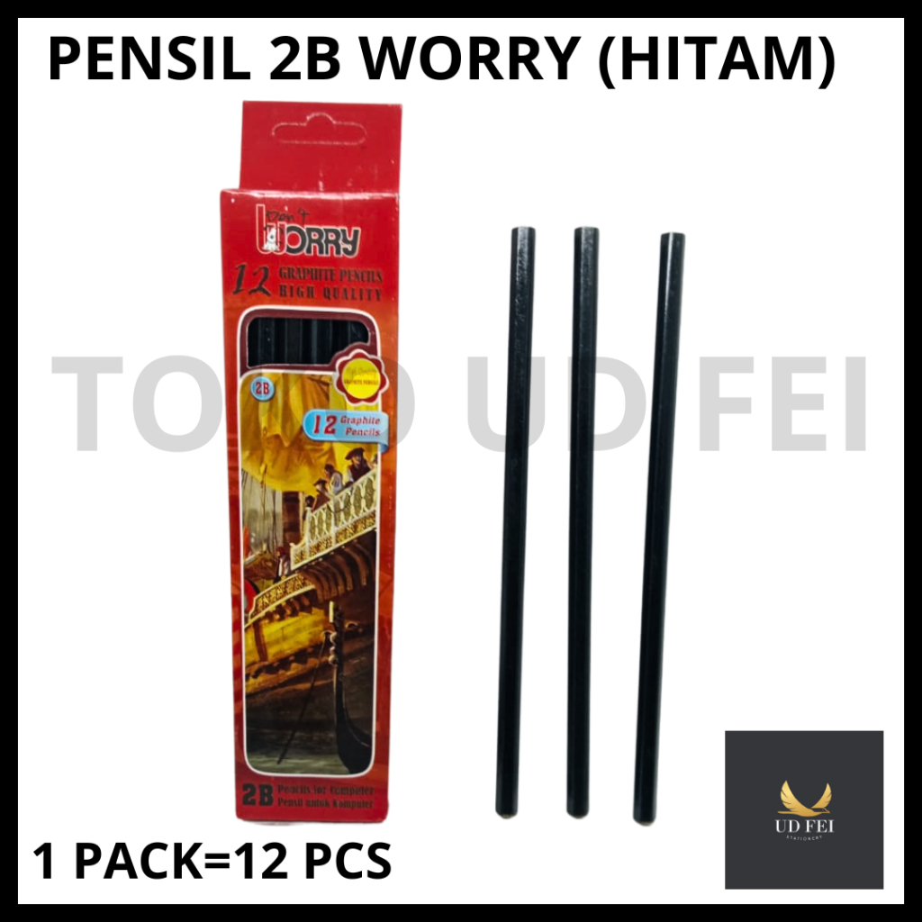 Jual (1 PACK= 12 PCS) Pensil 2b Worry/ Pensil 2B Polos/Pensil 2B Murah ...