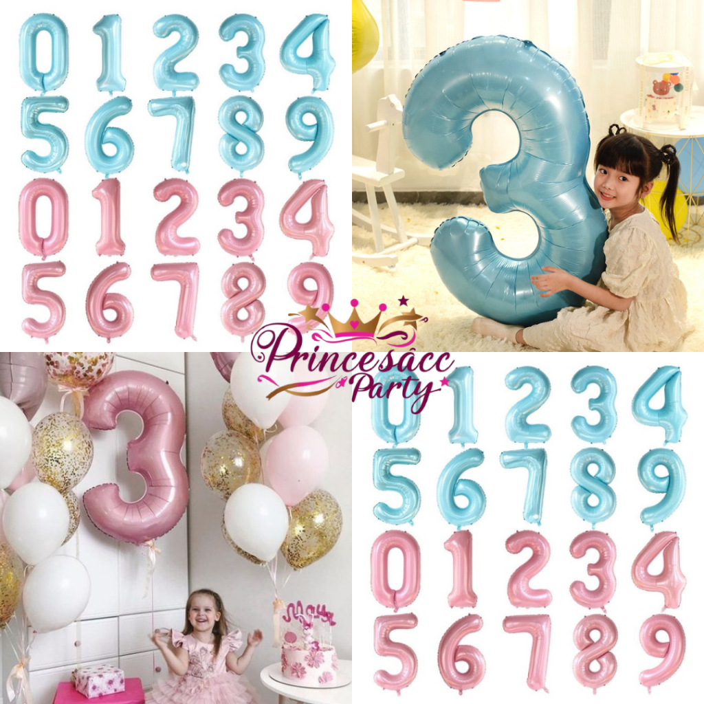 Jual Balon angka JUMBO Pink dan Biru Pastel 80 cm | Shopee Indonesia