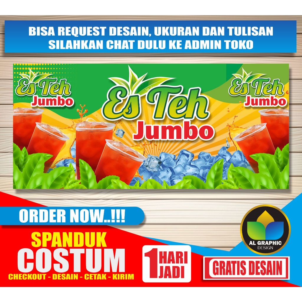 Jual SPANDUK BANNER ES TEH GRATIS DESAIN BISA COD | Shopee Indonesia