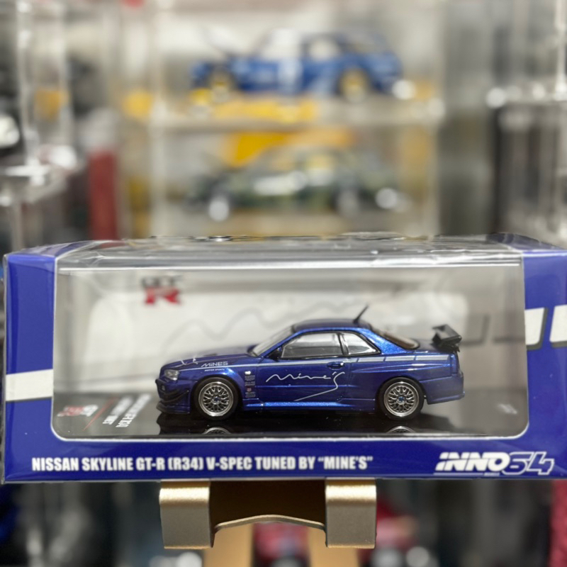Jual INNO64 Nissan Skyline GT-R (R34) V-Spec Tuned By “Mine’s” Blue [Sealed] | Inno64 Models ...