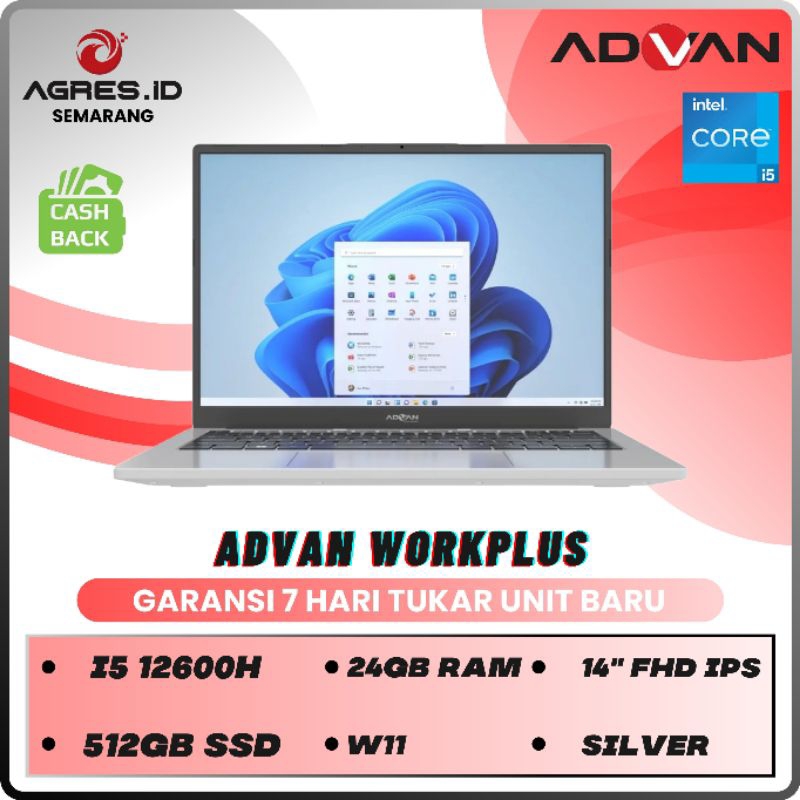 Jual ADVAN WorkPlus Laptop Intel Core i5 12600H 24GB DDR5 | Shopee ...
