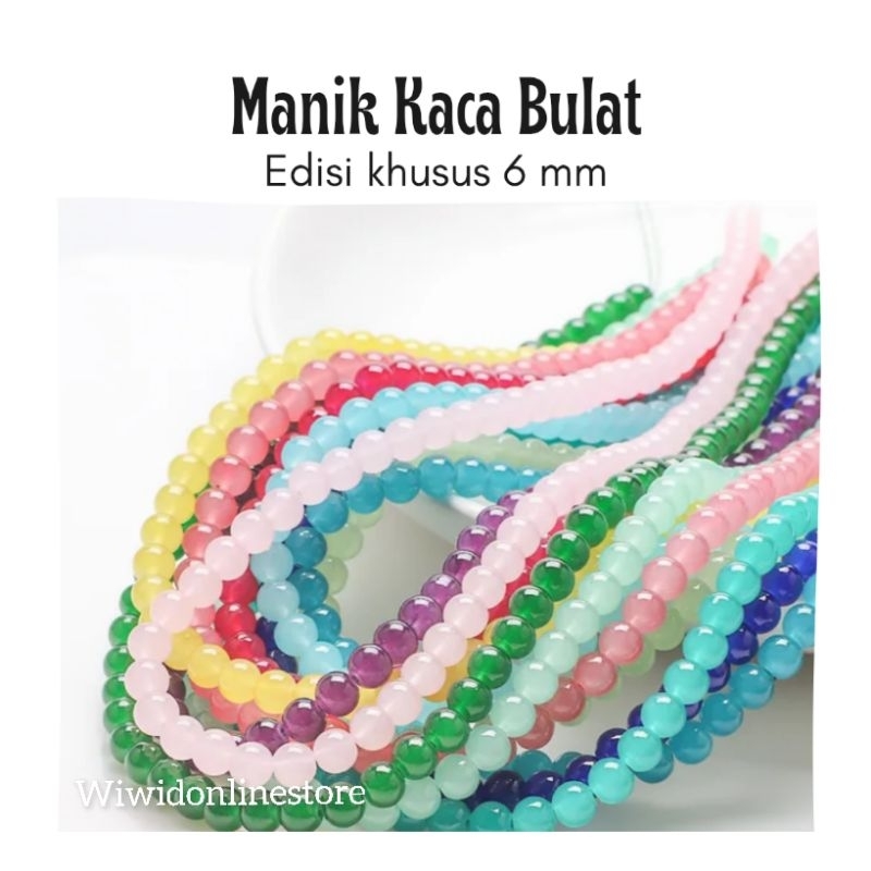 Jual (1 untai/70 biji) MANIK KACA BULAT 6 mm | Shopee Indonesia
