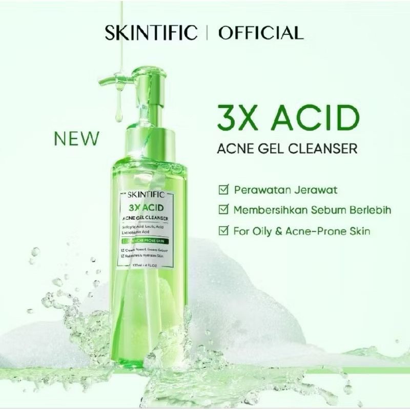Jual SKINTIFIC - 3X Acid Acne Gel Cleanser 120ml | Face Wash Calms Acne ...