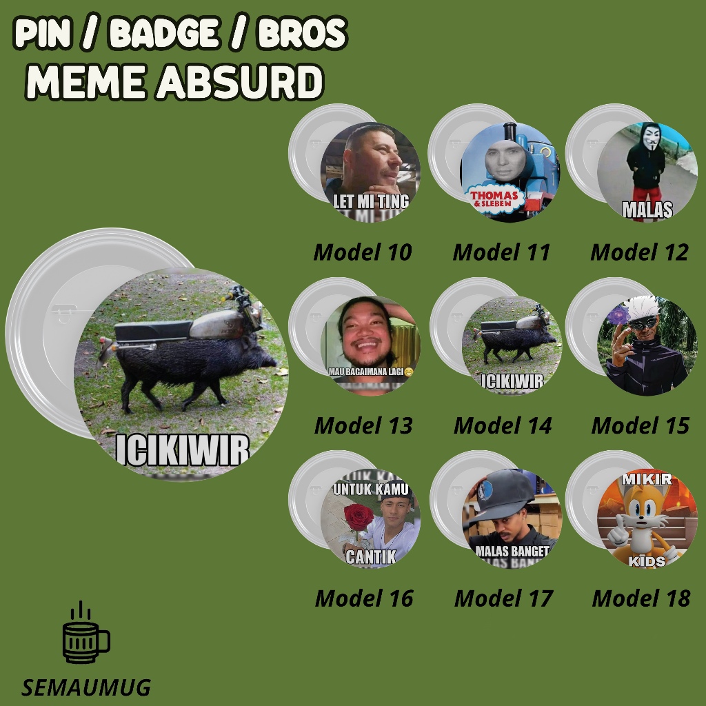 Jual PIN ABSURD MEME KADO BROS BADGE BULAT MEME LUCU PRINT CUSTOM ...