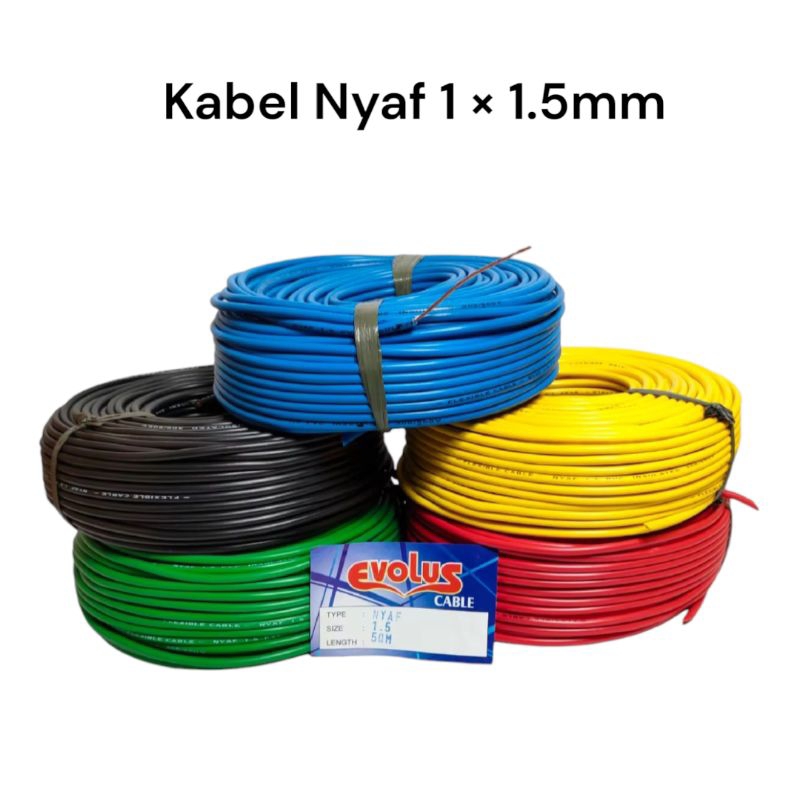 Jual Evolus Kabel Nyaf Serabut Tunggal 1x1.5mm / Nyaf 1 x 1.5 mm - 50 meter | Shopee Indonesia