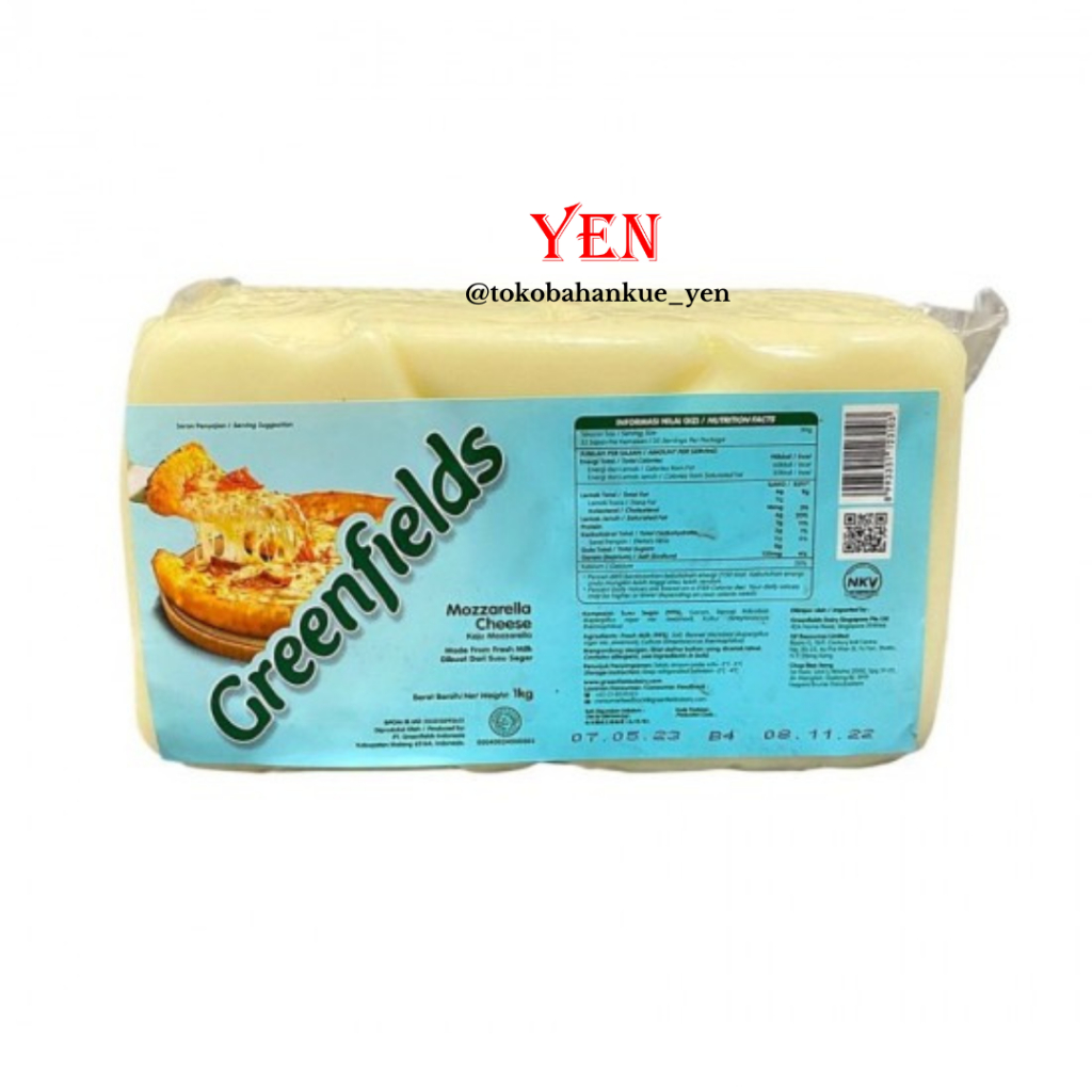 Jual Greenfields Keju Mozzarella Block Cheese 1Kg Made From Fresh Milk ...