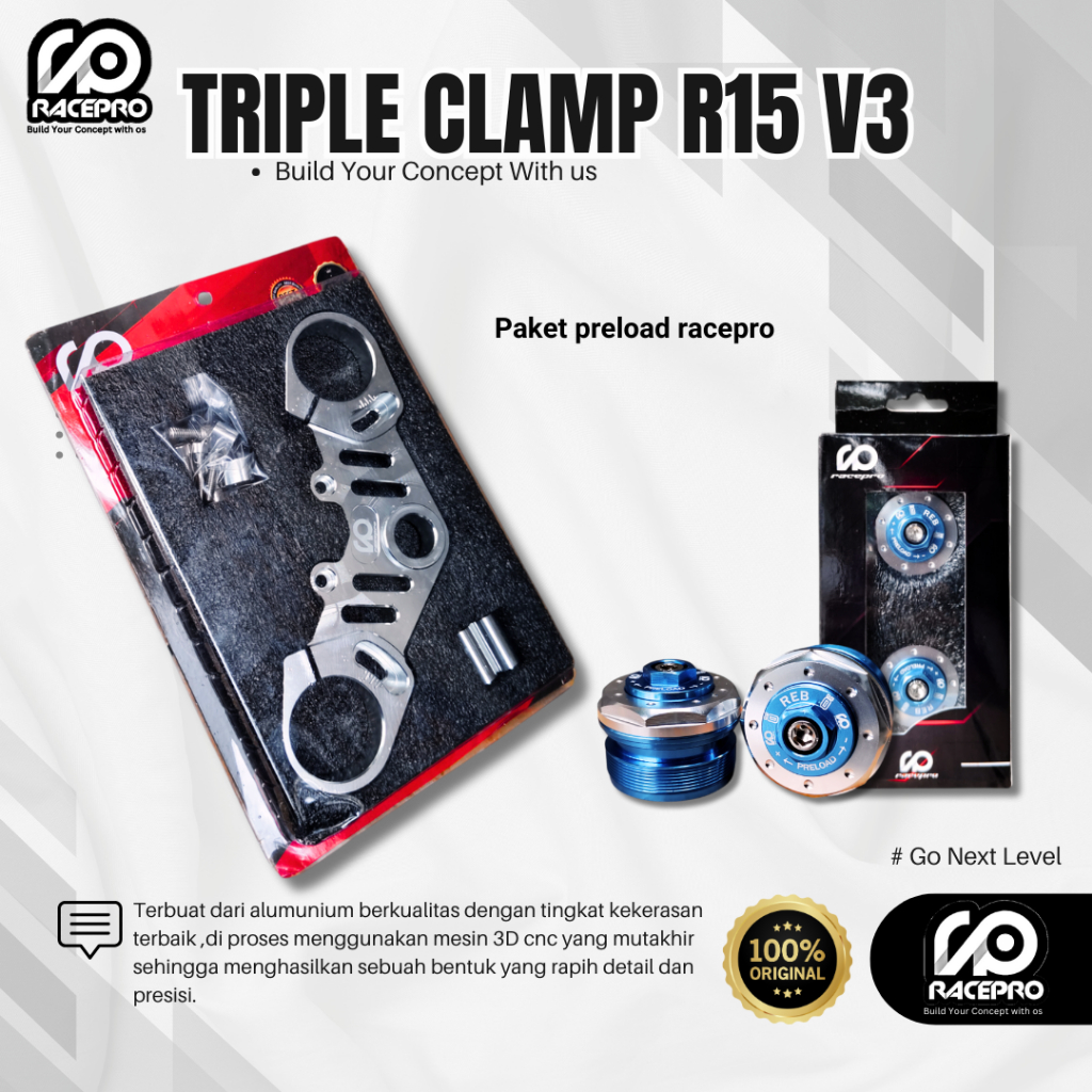 Jual Paket triple clamp r15v3 + Preload Racepro Triple Clamp R15 V3 ...