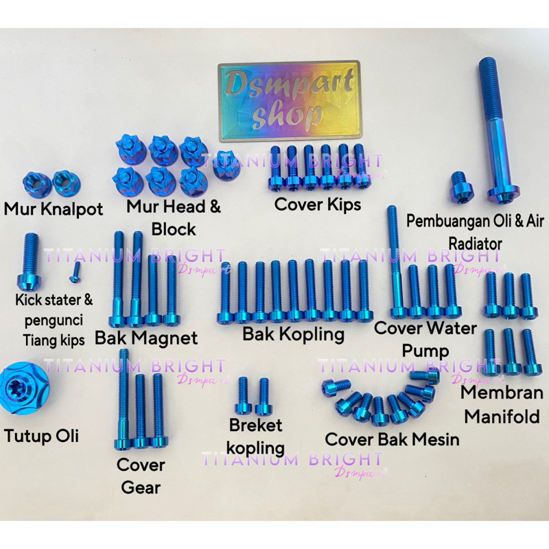 Jual Baut Titanium Fullset Mesin Ninja SS R Original Titanium GR5 | Shopee Indonesia