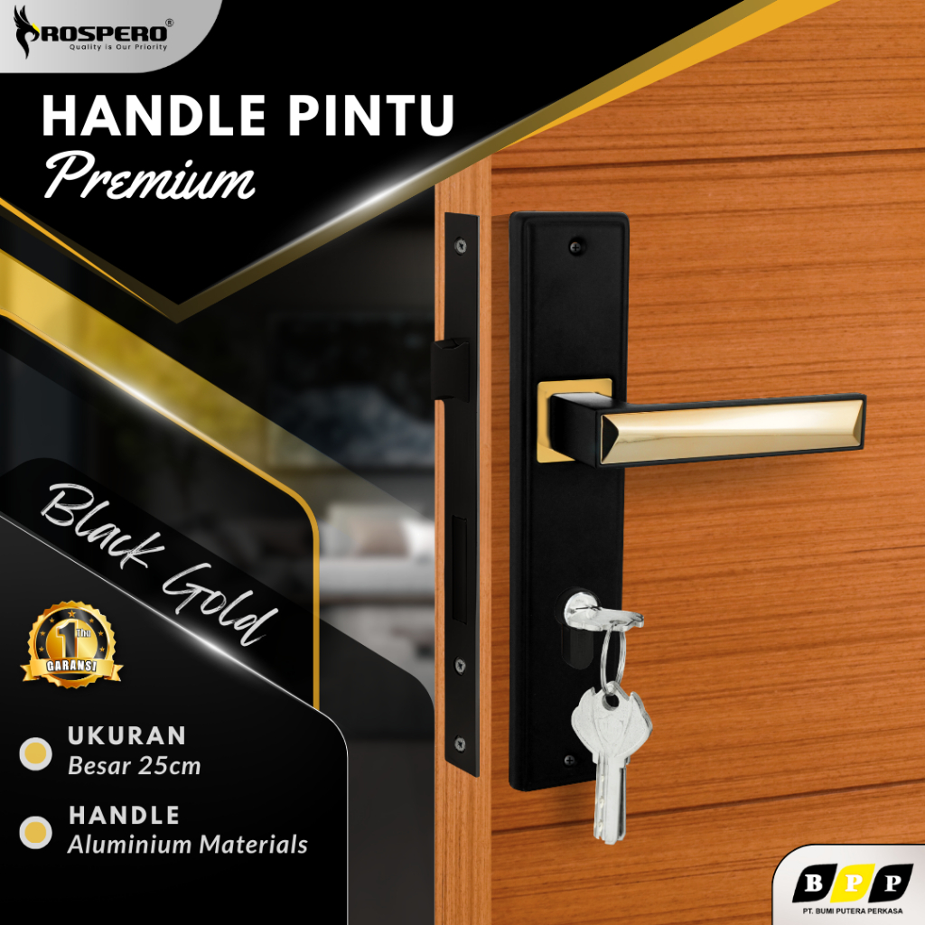 Jual Handle Kunci Pintu PREMIUM Ukuran Besar 25cm Black Gold 901-005 ...