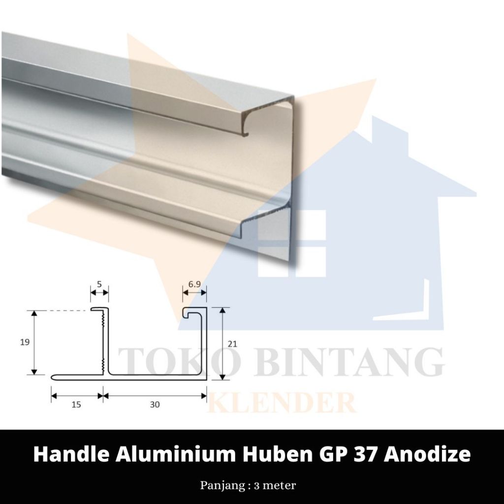Jual Handle Aluminium Huben GP 37 Anodize | Shopee Indonesia