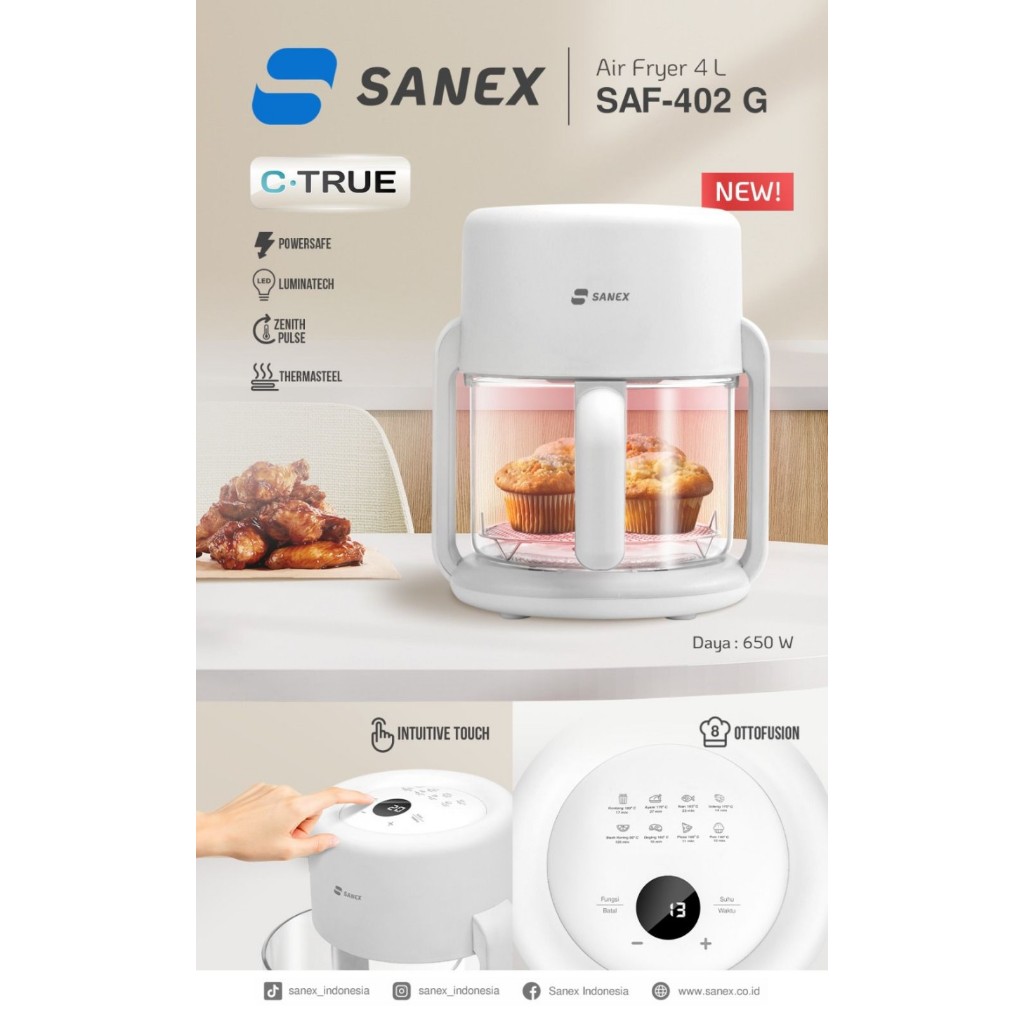 Jual Sanex Digital Air Fryer Transparan SAF-402G Kapasitas 4L SAF402G ...