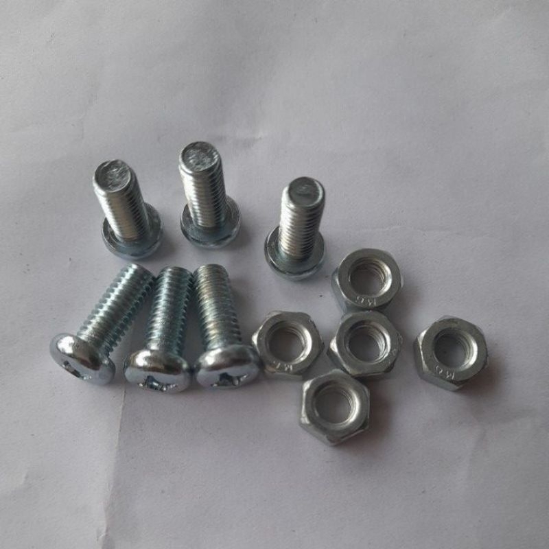 Jual BAUT JP M6×15 ,LENGKAP DENGAN MUR DAN BAUT, KEPALA OBENG PLUS (+)@ 100 pcs | Shopee Indonesia