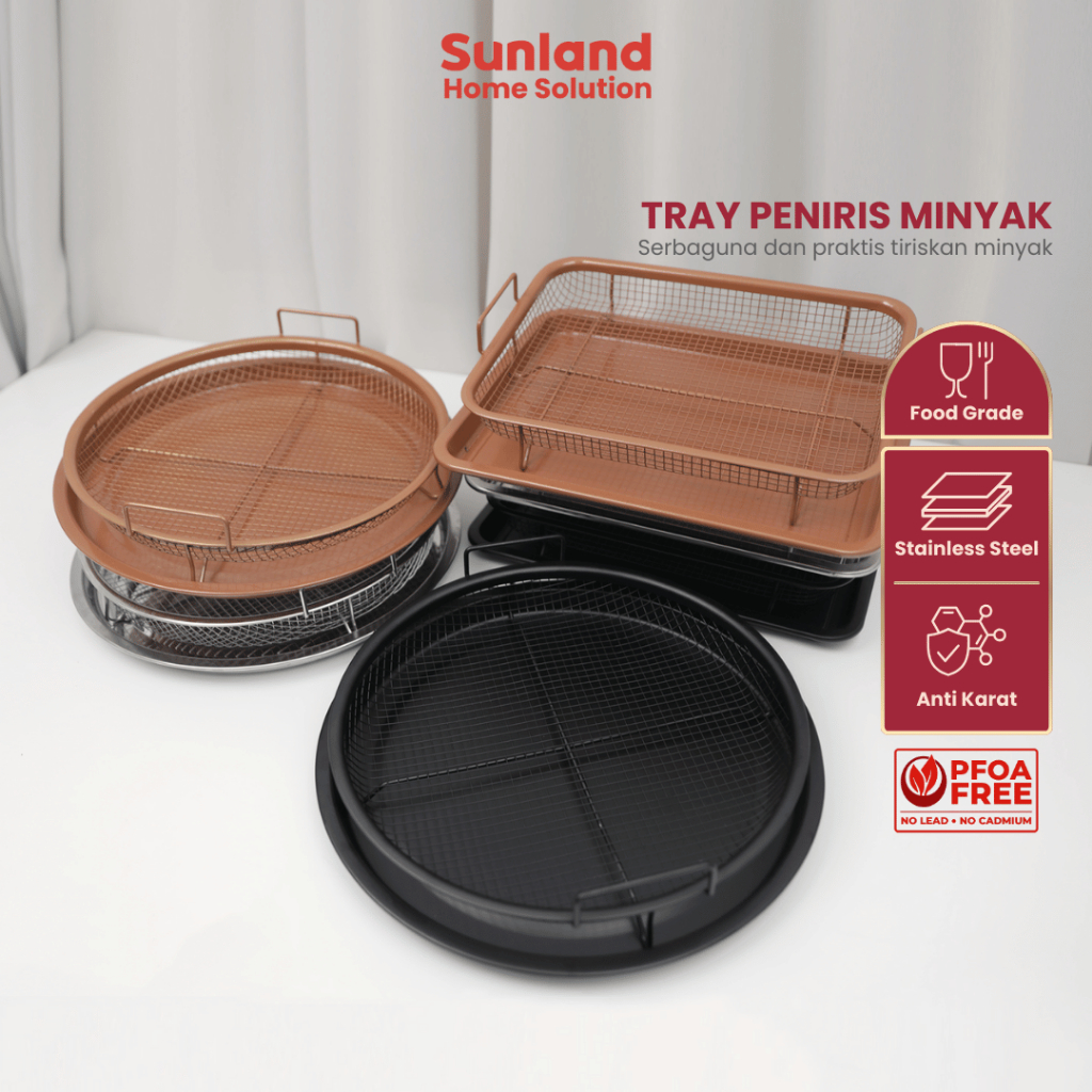 Jual Sunland Nampan Peniris Minyak Persegi dan Bulat Peniris MINYAK ...