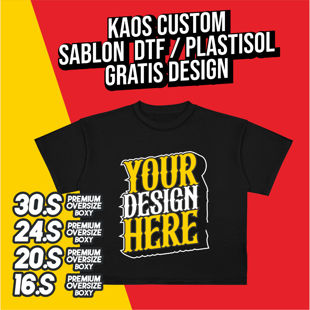 Jual Kaos Custom SABLON PLASTISOL (SABLON MANUAL) / DTF Cotton Combed 100% (S - XXL) /Bebas ...