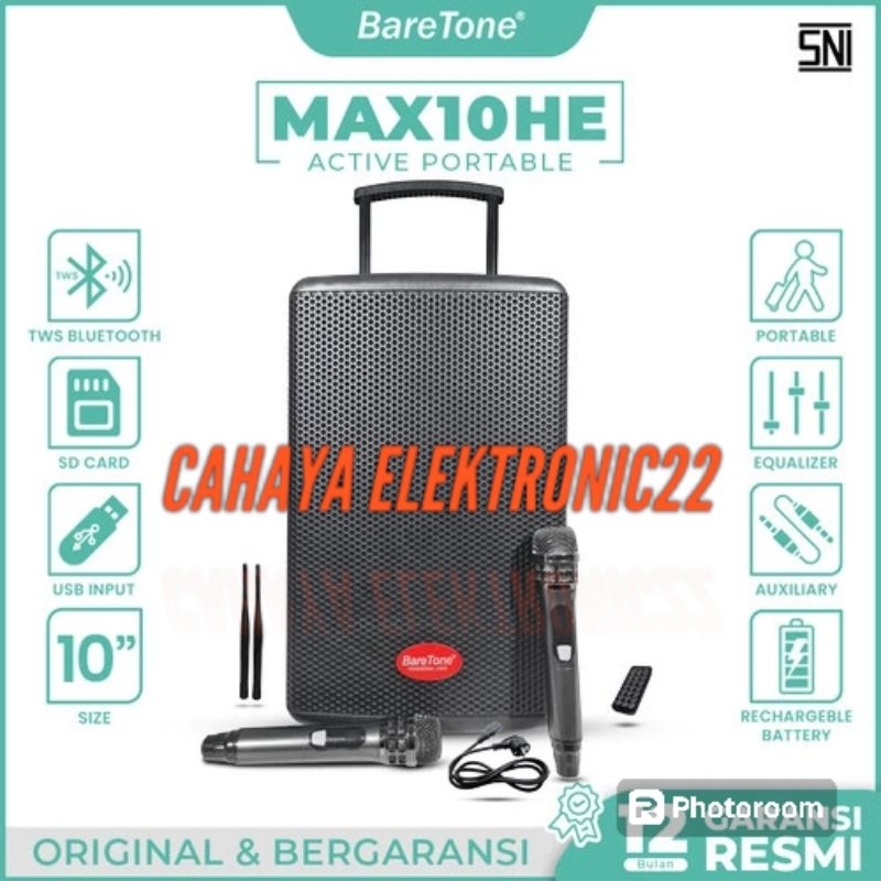 Jual Speaker Portable BareTone MAX10HE - 10 Inch TWS Bluetooth BareTone ...