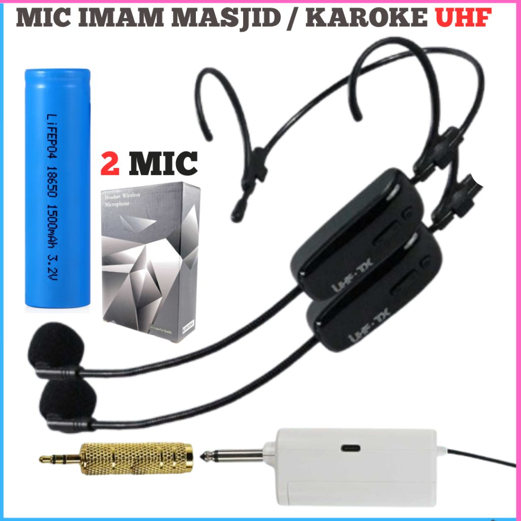 Jual Kirim Cepat Arael Original Mic Imam Masjid 2 PCS Azan karoke Multi UHF Wireless Microphone ...