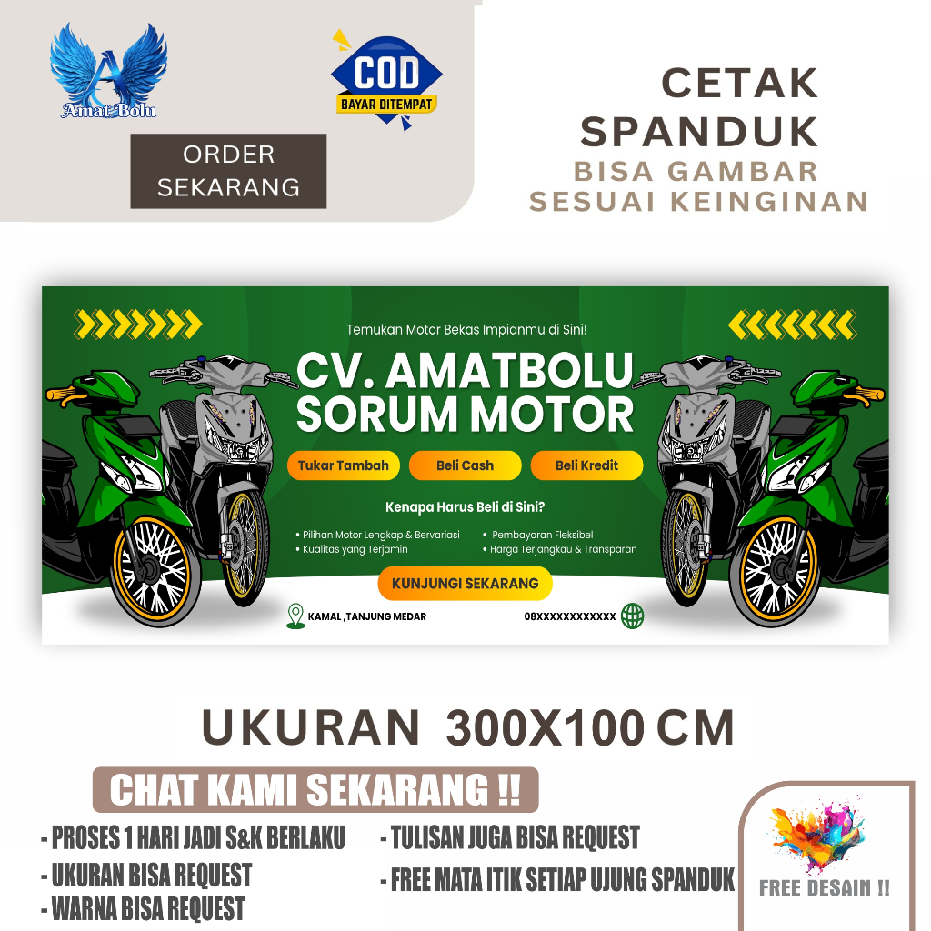 Jual Cetak Spanduk Banner SORUM JUAL BELI MOTORUkuran 300X100 cm Bisa ...