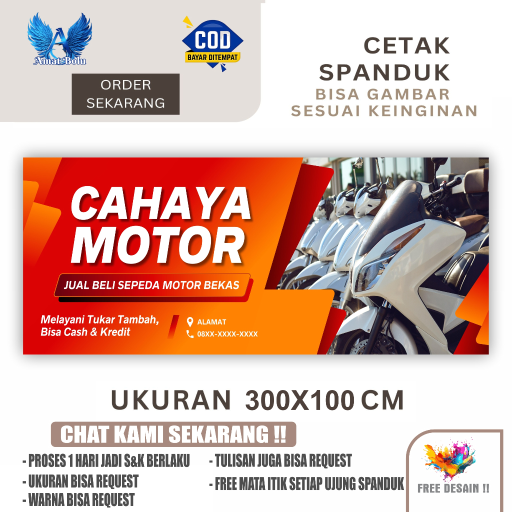 Jual Cetak Spanduk Banner SORUM JUAL BELI MOTORUkuran 300X100 cm Bisa ...