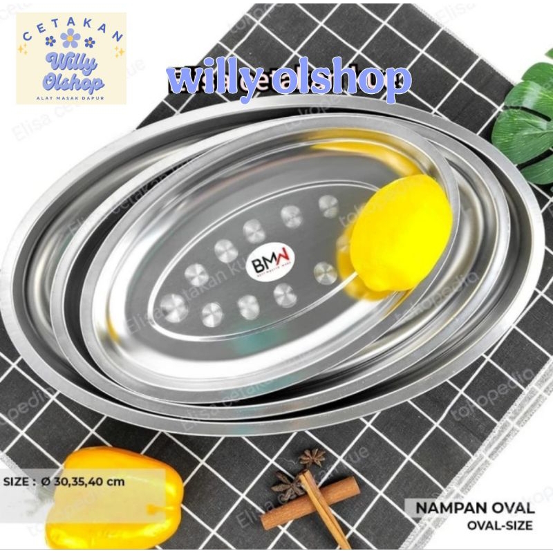 Jual Nampan Oval Stainless Steel Tebal Diameter 30-40Cm | Shopee Indonesia