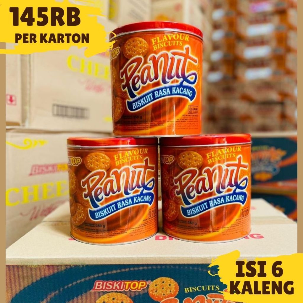 Jual BISKITOP BISKUIT RASA KACANG BERTABUR GULA ISI 6 KALENG PER KARTON ...