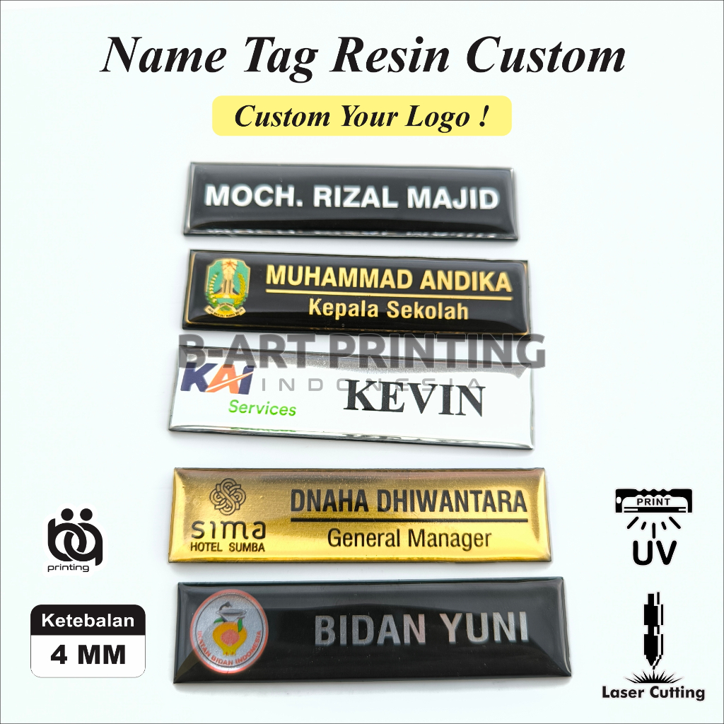 Jual Name Tag Full Color Gold Satin Silver Satin Name Tag Nama Dada ...