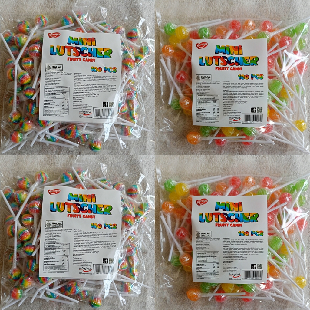 Jual Permen Lolipop Mini Lutscher Fruity Candy (Isi 100 Pcs). | Shopee ...
