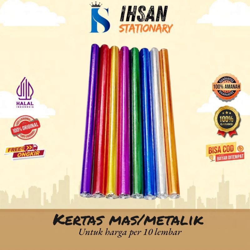 Jual Kertas Metalik/Emas/Mengkilap/Marmer 64 X 49 CM Isi 10 Lembar ...