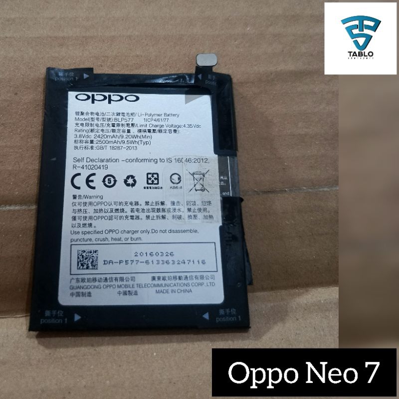 Jual baterai batre oppo Neo 7 BLP577 original copotan hp | Shopee Indonesia